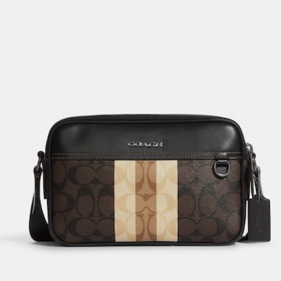 Coach Graham Crossbody In Blocked Signature Canvas With Varsity Stripe ...