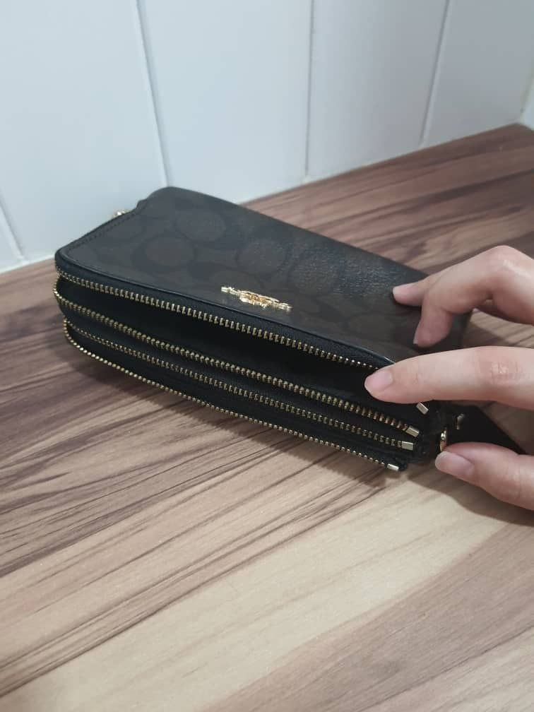 Coach Signature PVC Double corner zip, Women's Fashion, Bags & Wallets, Purses & Pouches on ...