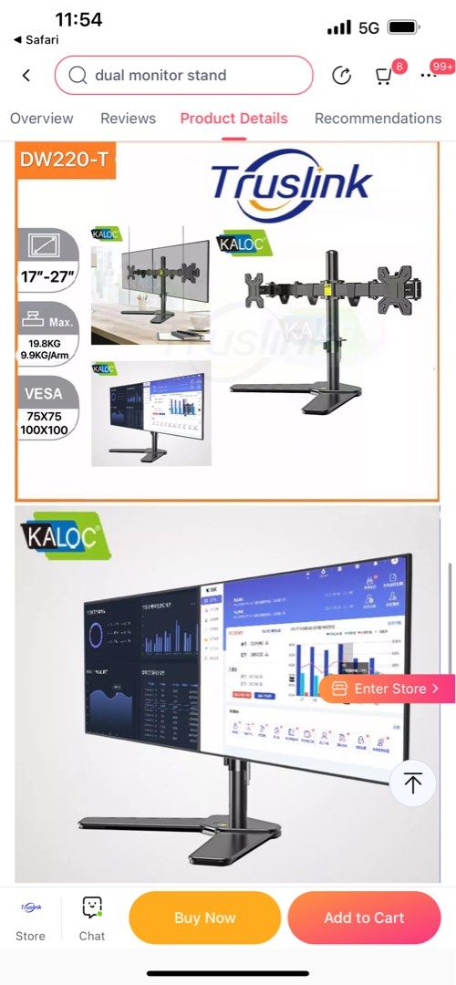 Dual Monitor Arm desk stand - Truslink, Computers & Tech, Parts ...