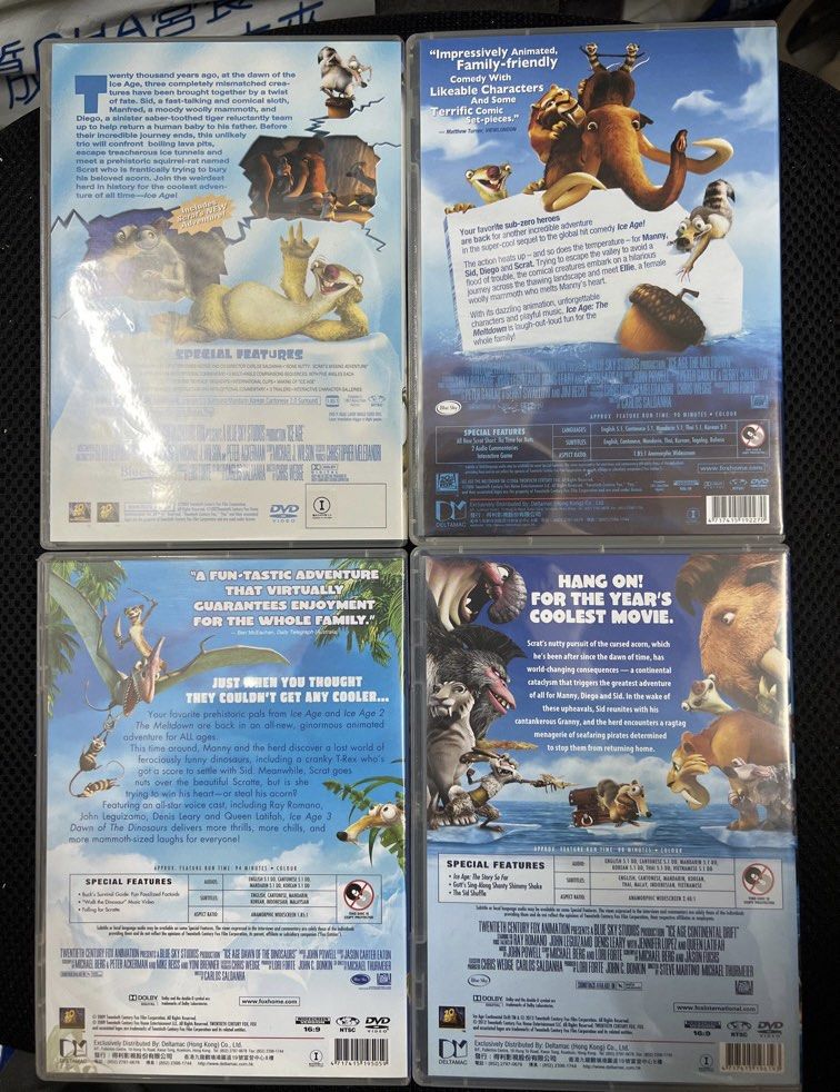 DVD 7009 冰河世紀 Ice Age 1-4集, 興趣及遊戲, 音樂、樂器 & 配件, 音樂與媒體 - CD 及 DVD - Carousell