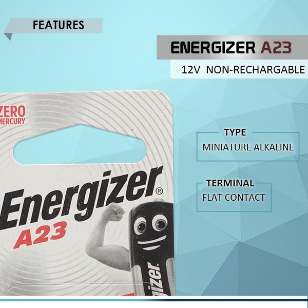ENERGIZER A23 BATTERY, 12V A23 ALKALINE BATTERY, ZERO MERCURY, NON ...