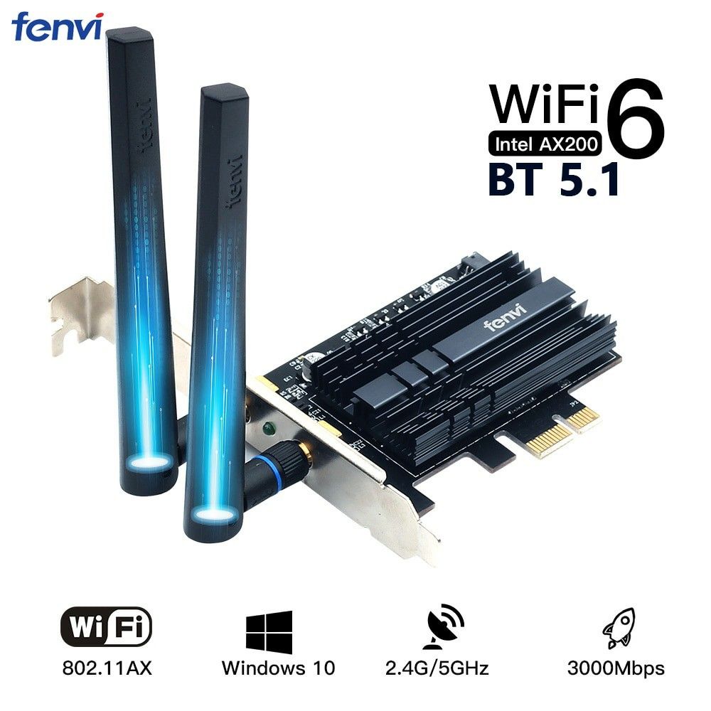 Wifi Card For PC Fenvi WiFi 6 PCIe Card With Intel AX200 Chip - AX3000 ...