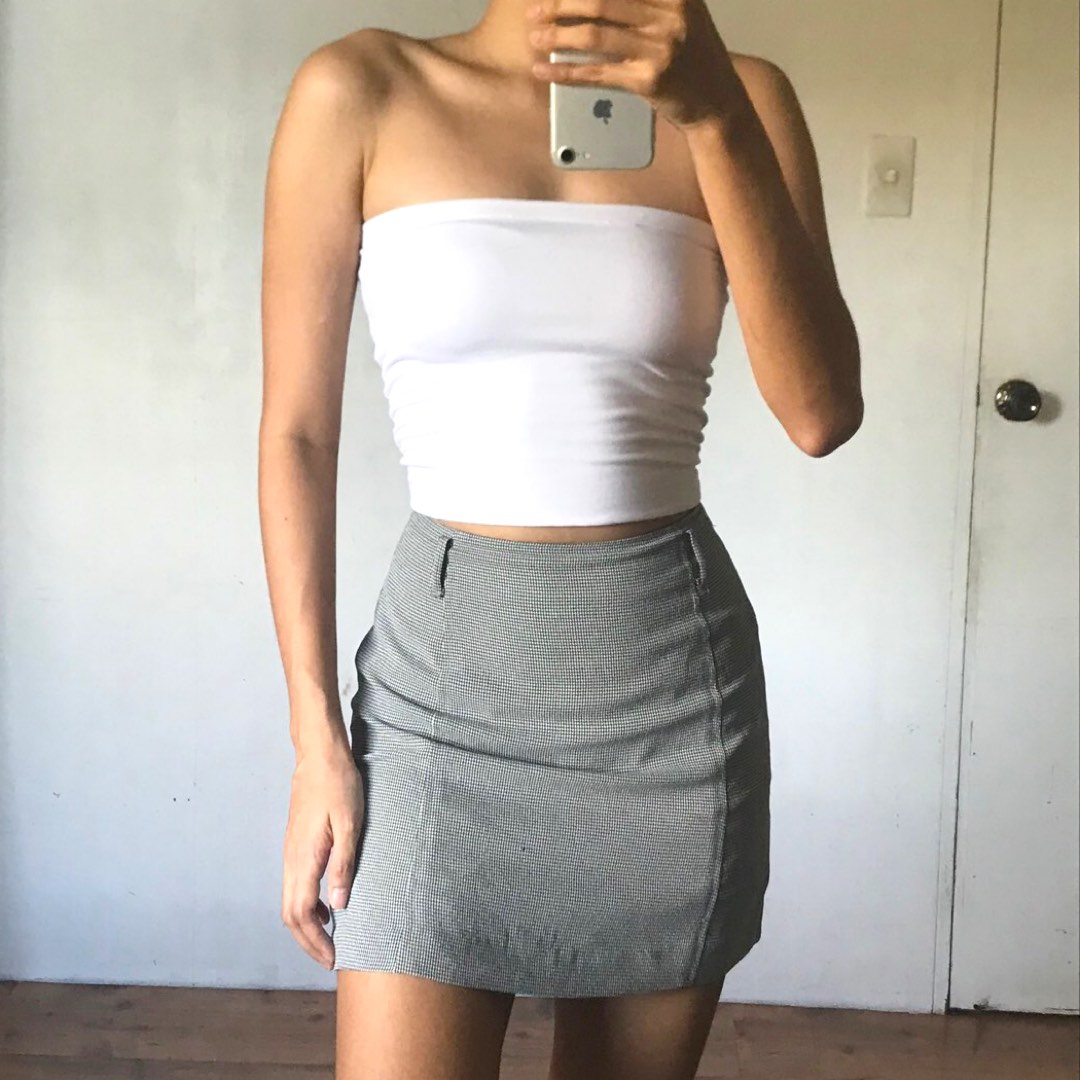 Gingham Mini Skirt With Inner Lining High Waisted, Women's Fashion ...