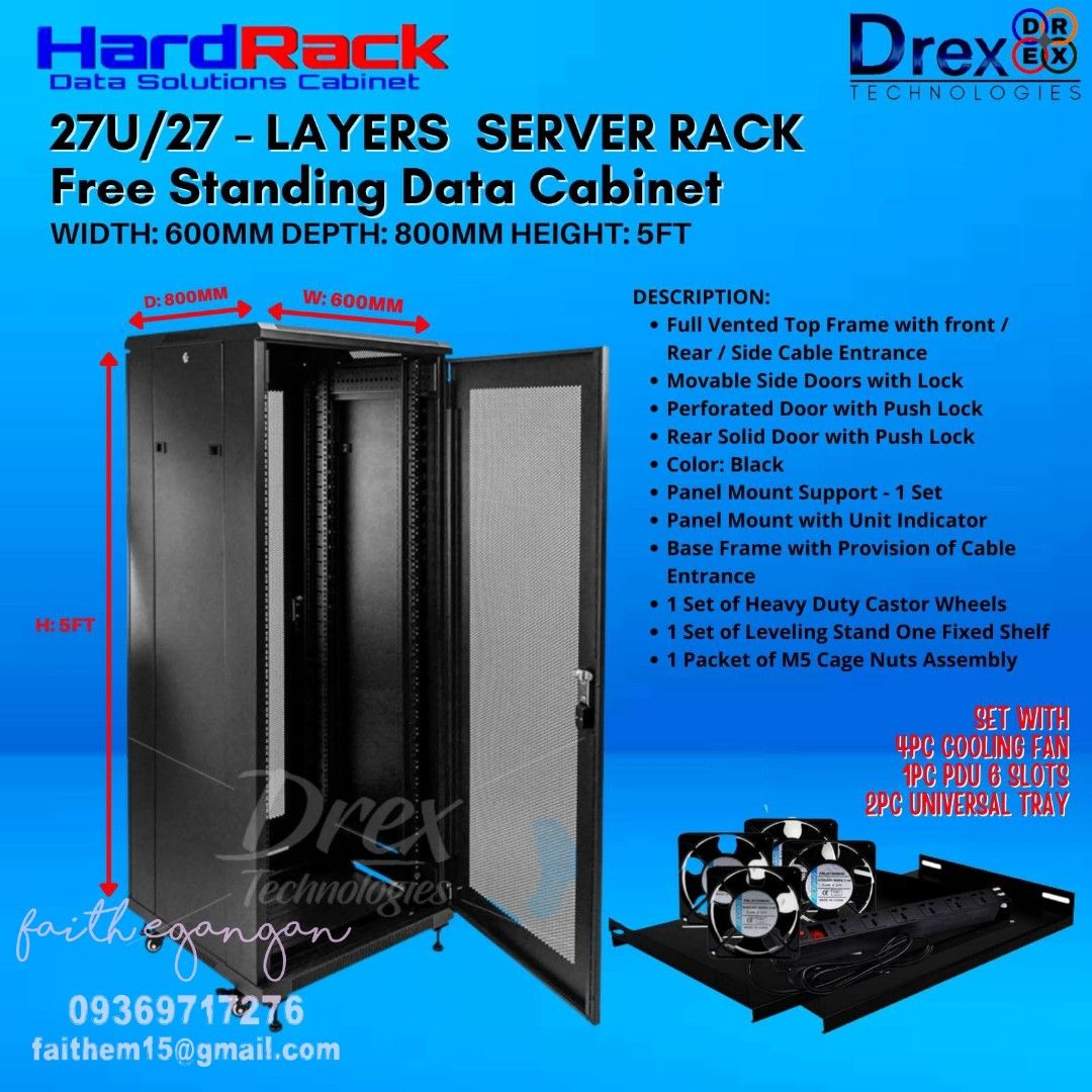 Hardrack 27U Data Cabinet, Computers & Tech, Parts & Accessories, Other ...
