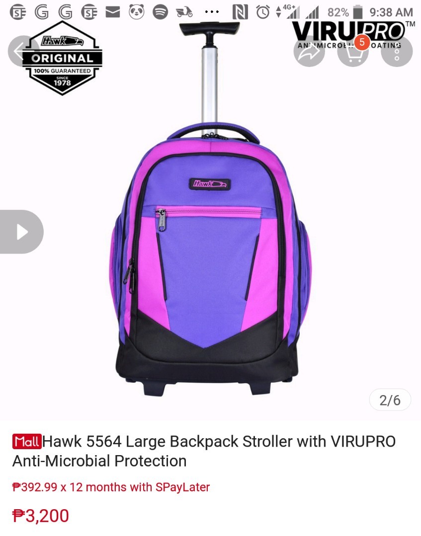 Hawk Trolley Bag, Women's Fashion, Bags & Wallets, Backpacks on Carousell