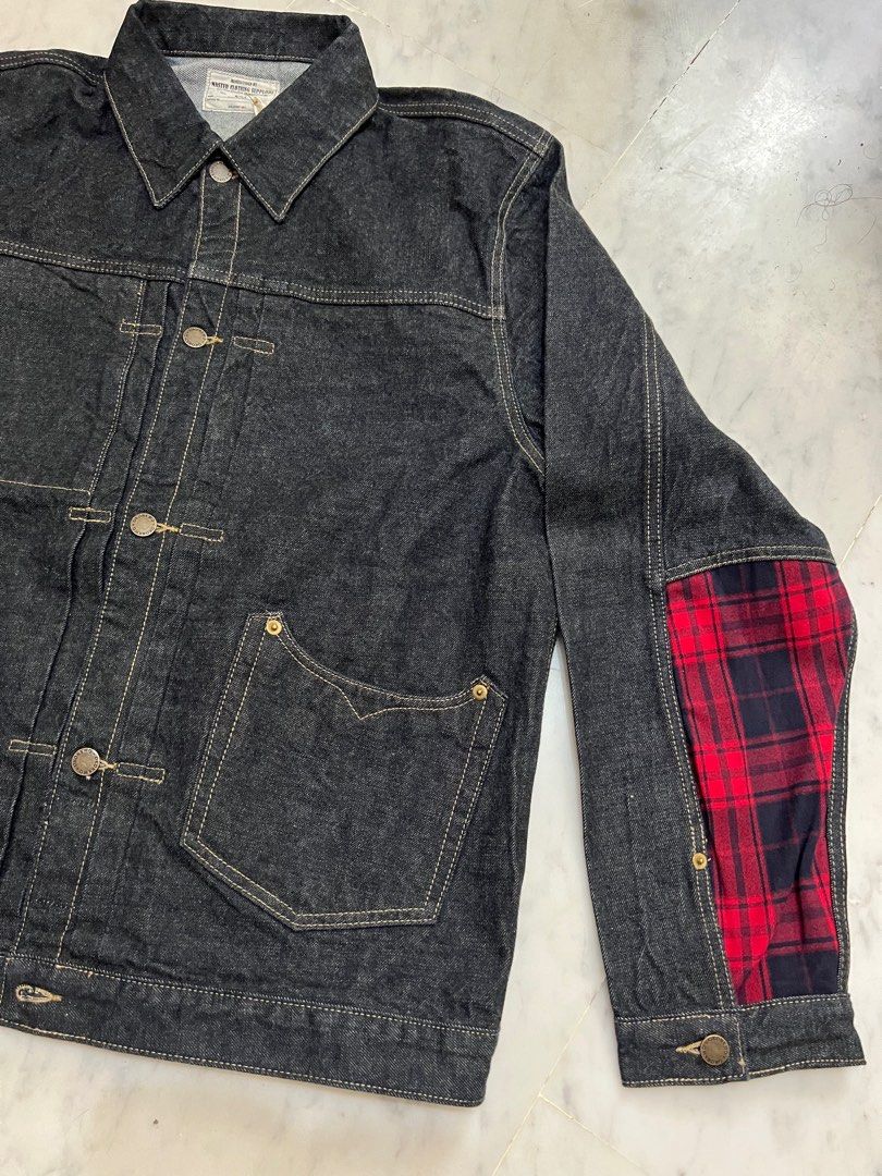 Heavy Raw Denim Jacket 16oz red, Men's Fashion, Coats, Jackets and ...