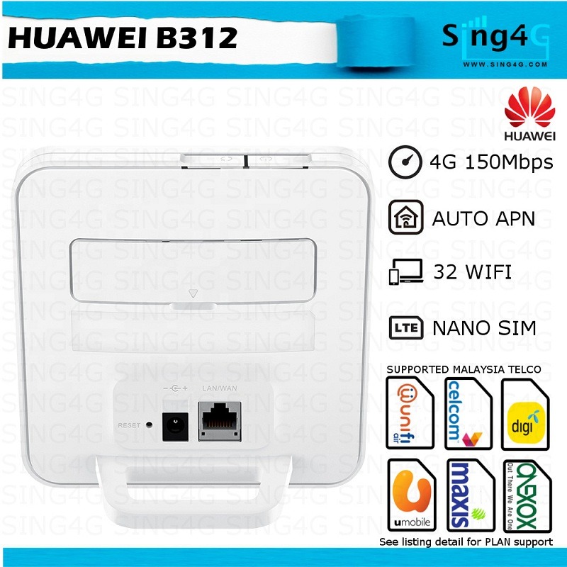Modem Huawei B312 4G LTE SIM CARD ROUTER FOR ALL PLAN MALAYSIA (X ...