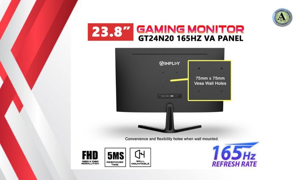 INPLAY GT24N20 Gaming Monitor FHD@165Hz Frameless Flat Screen ...