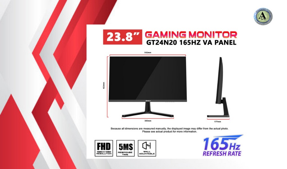 INPLAY GT24N20 Gaming Monitor FHD@165Hz Frameless Flat Screen ...