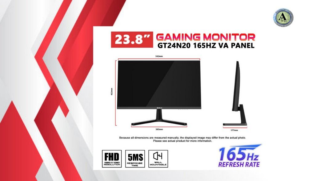 INPLAY GT24N20 Gaming Monitor FHD@165Hz Frameless Flat Screen ...