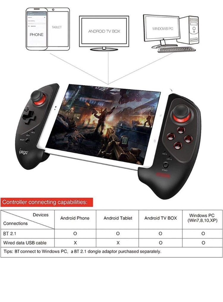 IOS Android Windows PC Smart TV Game Controller Joystick Gamepad Custom Key Mapping Telescopic ...