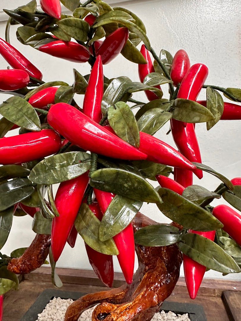 Jade craving chili tree symbolize good luck, Furniture & Home Living ...
