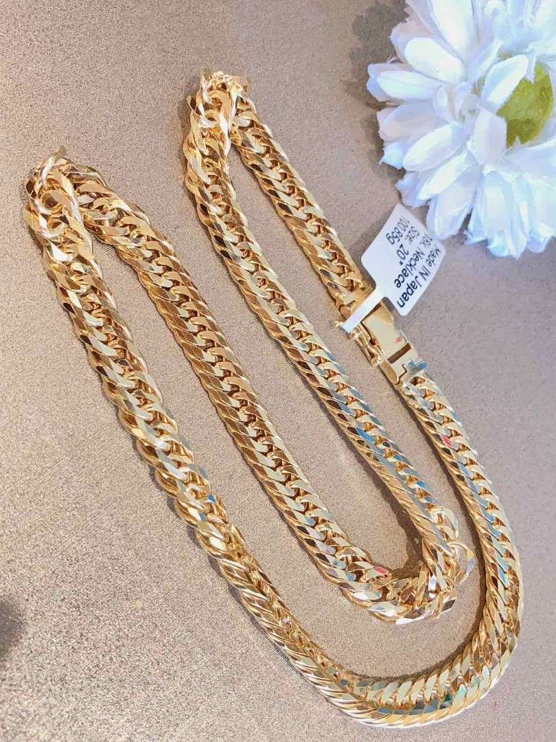 K18 20" Made In Japan Gold Chain Double Lock, Women's Fashion, Jewelry ...