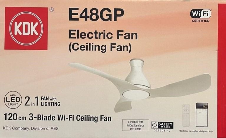 KDK Airy E48GP 48” DC LED Ceiling Fan with Light and wifi control ...