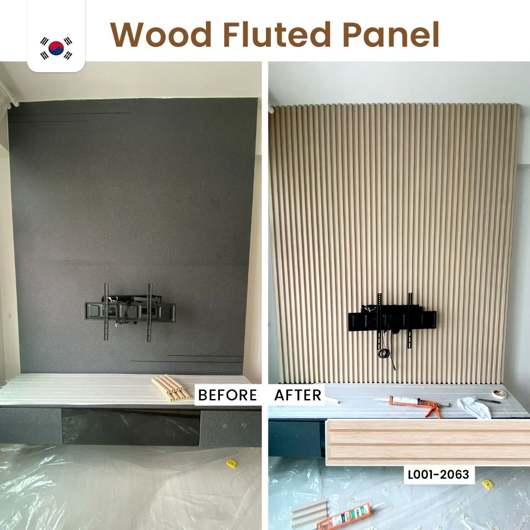 KOREA MIGA Wood Wall Fluted Panel / Home Decoration / Wainscoting ...