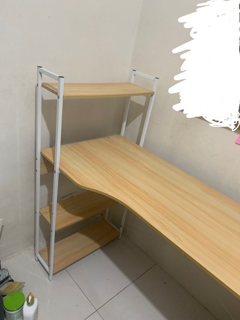 LONG STUDY TABLE WITH THREE LAYERS, Furniture & Home Living, Furniture ...