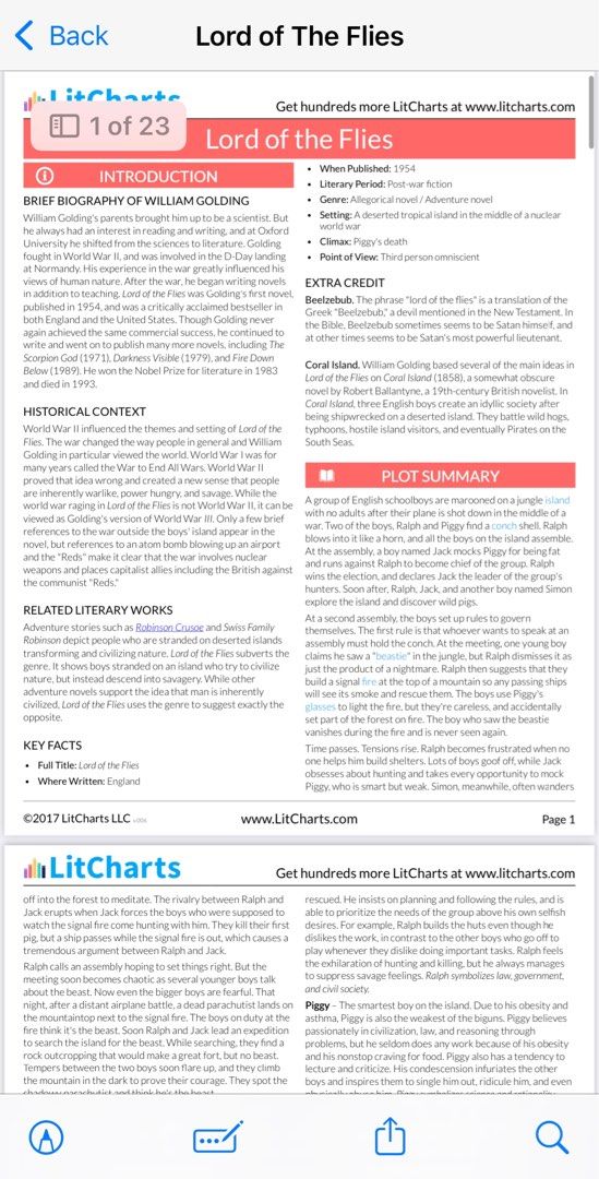 LOTF notes (lord of the flies), Hobbies & Toys, Books & Magazines ...