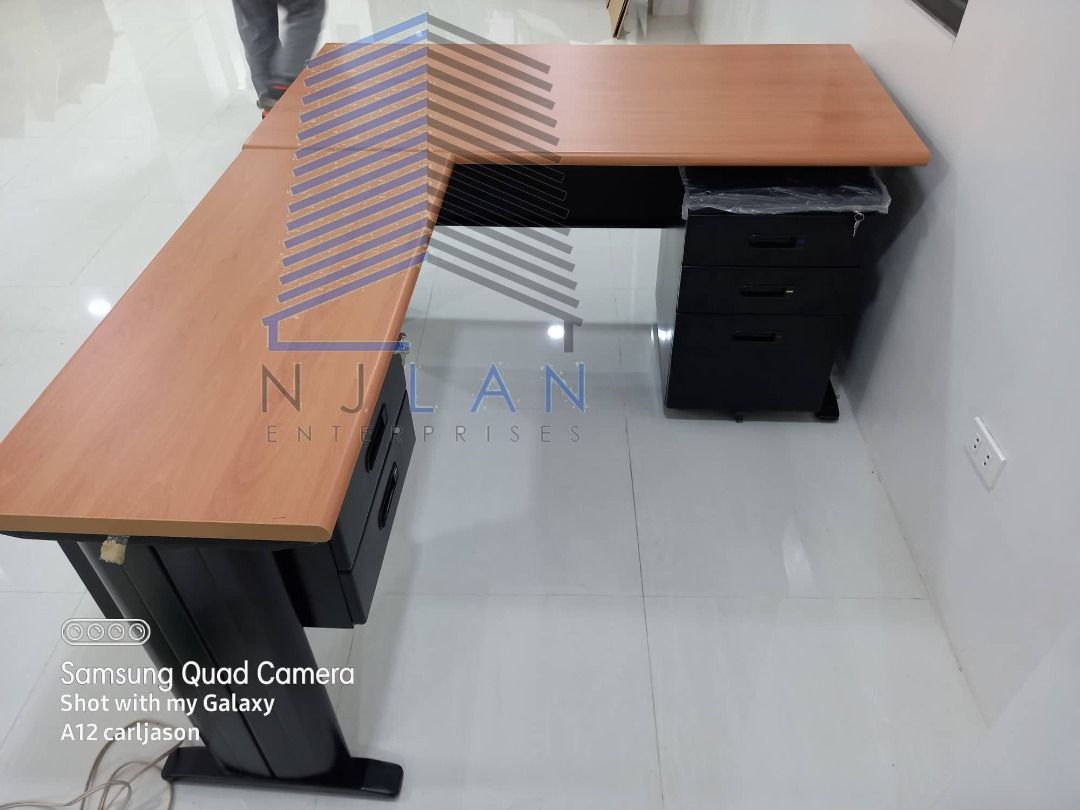 L-Shaped Executive table office partition furniture, Furniture & Home ...
