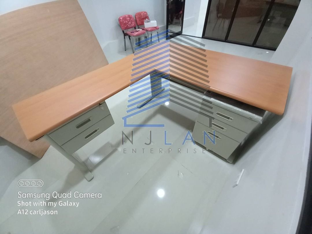 L-Shaped Executive table office partition furniture, Furniture & Home ...