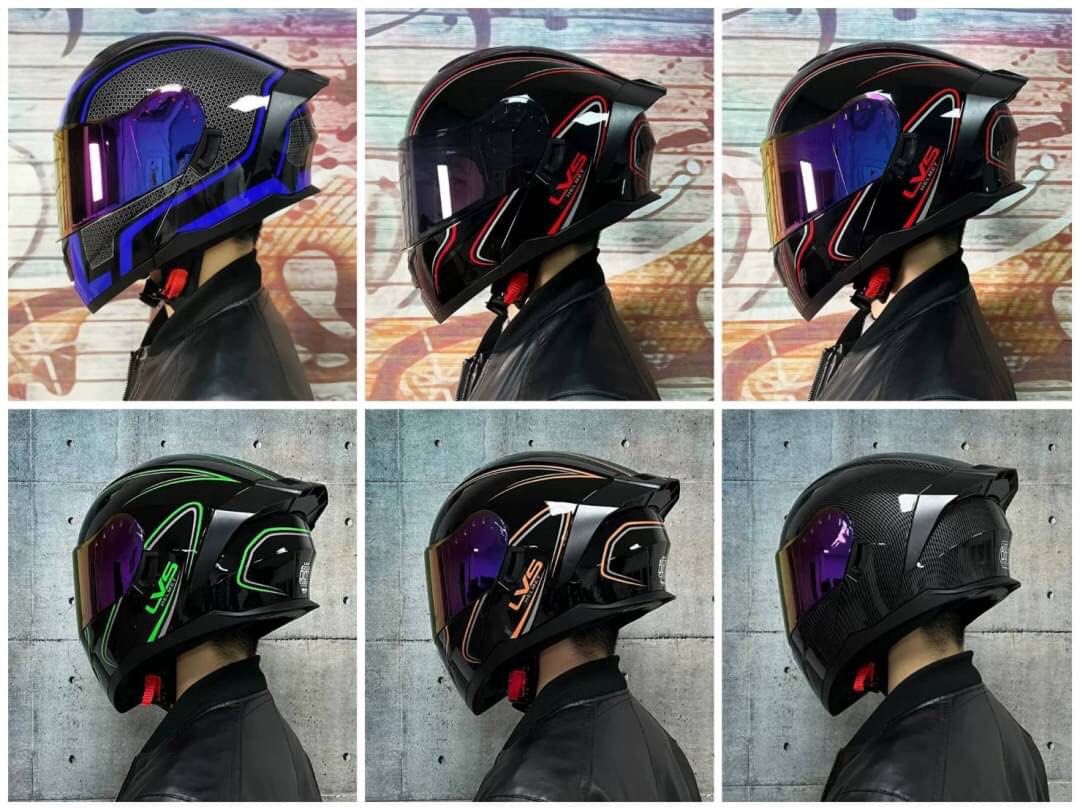 LVS Modular motorbike helmet with DOT certification and double visor ...