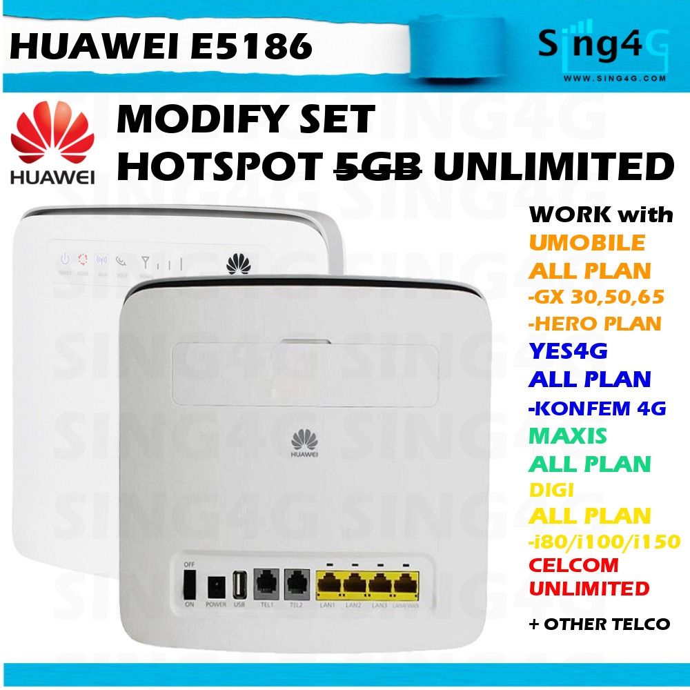 (MODIFIED) Huawei E5186 4G 4G+ 300mbps Sim Router, Computers & Tech ...