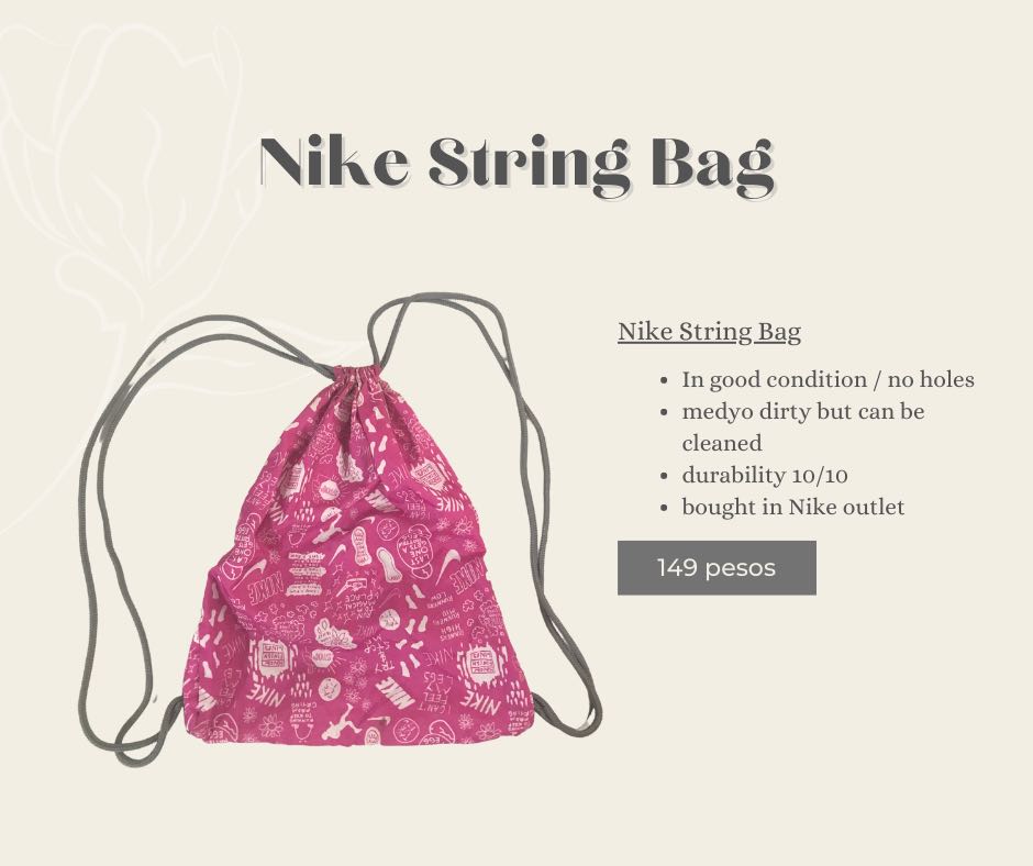 Nike String Bag, Women's Fashion, Bags & Wallets, Backpacks on Carousell