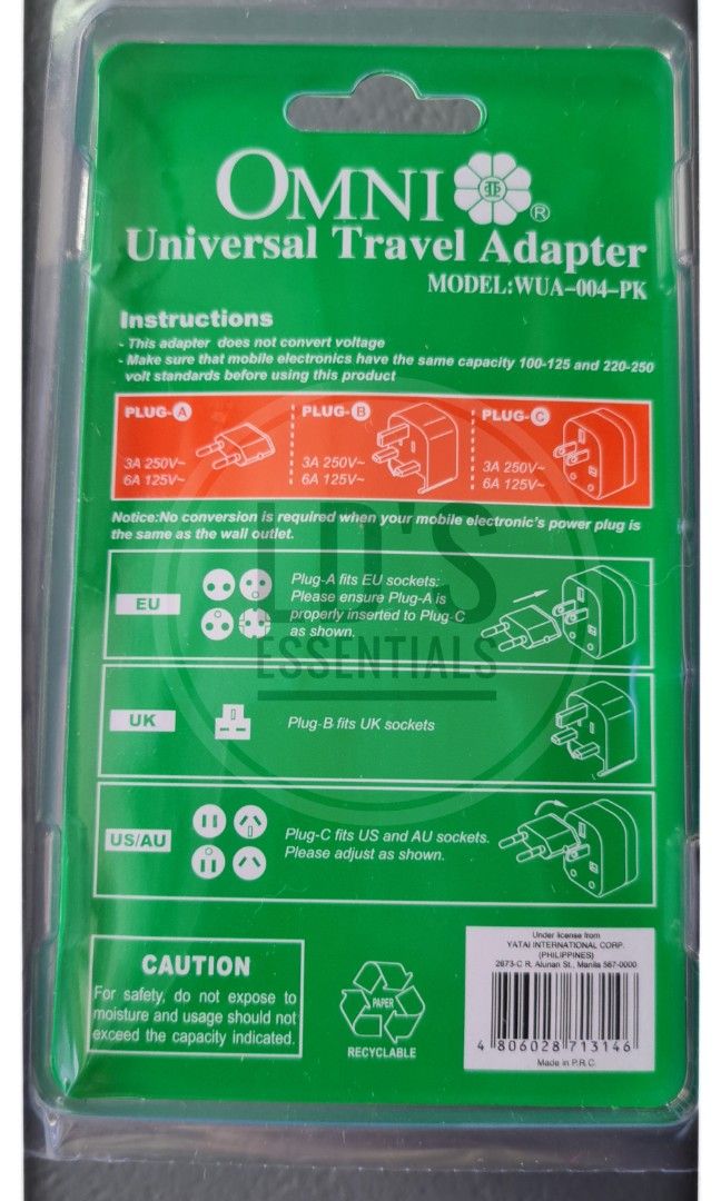 Omni Nano Universal Travel Adapter, TV & Home Appliances, Electrical ...