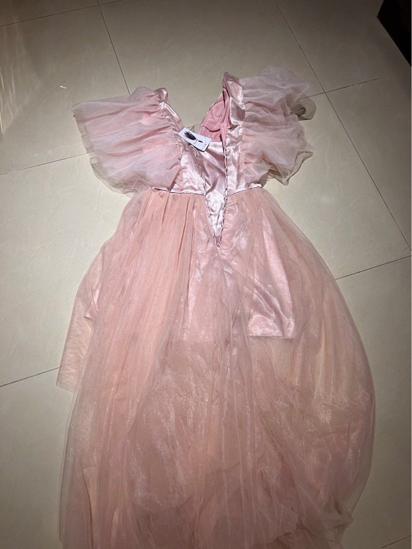 Peach Pink Dress- Front short back long, Women's Fashion, Dresses ...