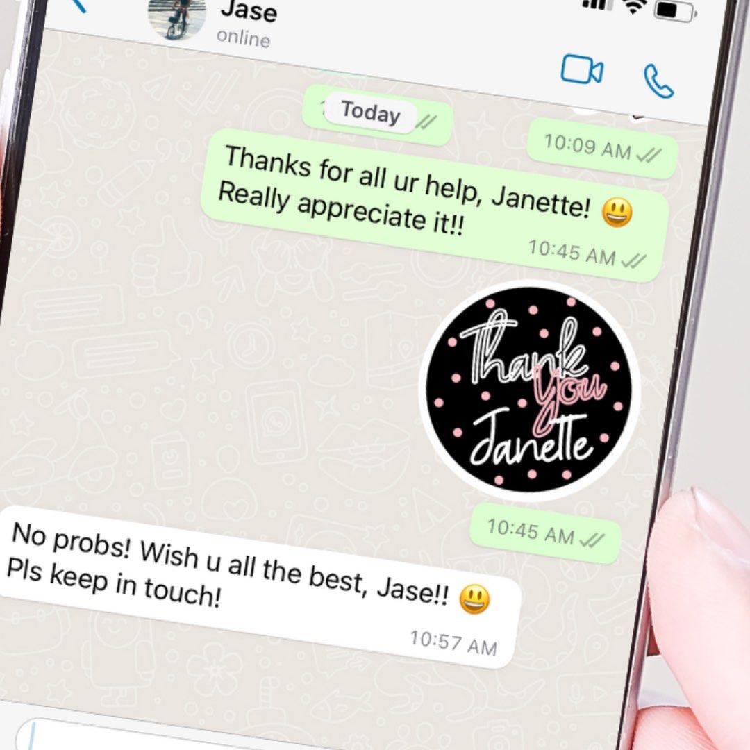 Personalised Thank You WhatsApp Stickers Gift, Hobbies & Toys ...