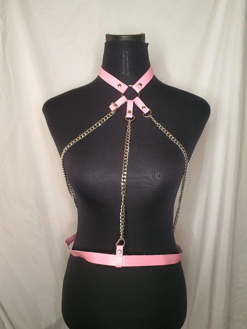 Pink Chained Body Harness, Women's Fashion, Watches & Accessories ...