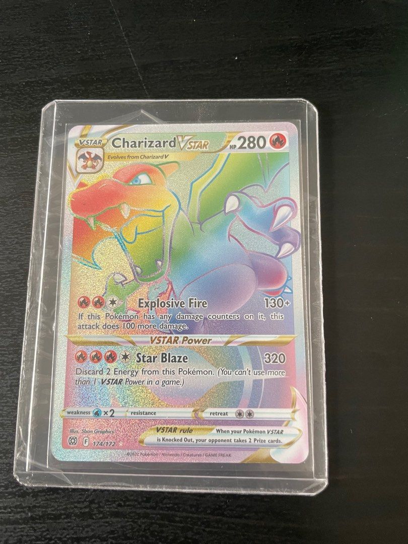 Pokémon Card Rainbow Charizard, Hobbies & Toys, Toys & Games on Carousell
