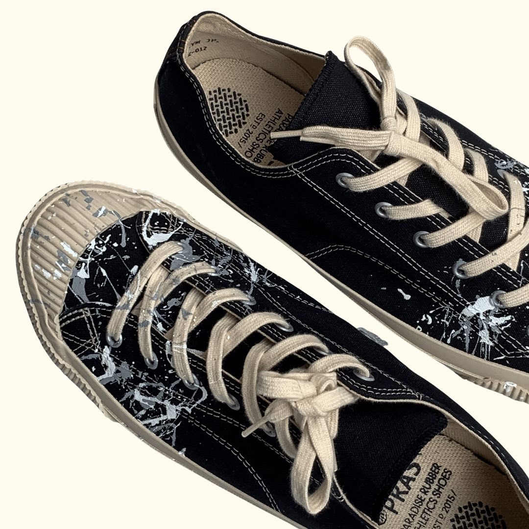 PRAS Low-01 Kuro "Painter's Shoe" in Black and Off white, Men's Fashion ...