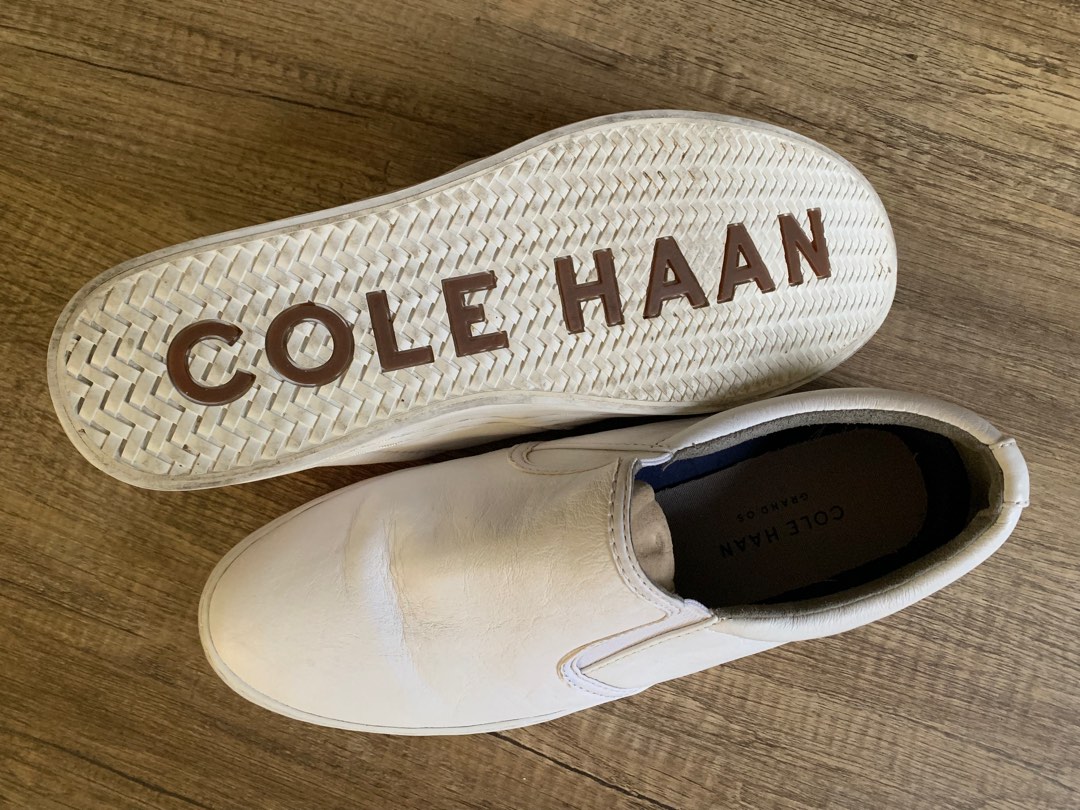 Pre loved Cole Haan Grand OS Falmouth Leather White Slip On Sneakers ...