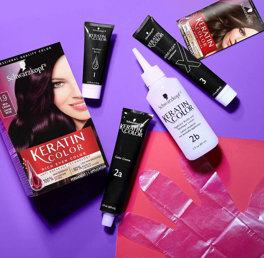 Schwarzkopf Keratin Color Permanent Hair Color Cream, 1.9 Rich Caviar ...