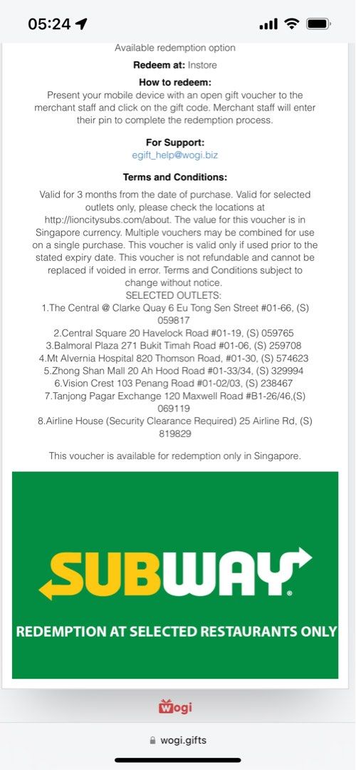 Subway 5$ voucher, Tickets & Vouchers, Vouchers on Carousell