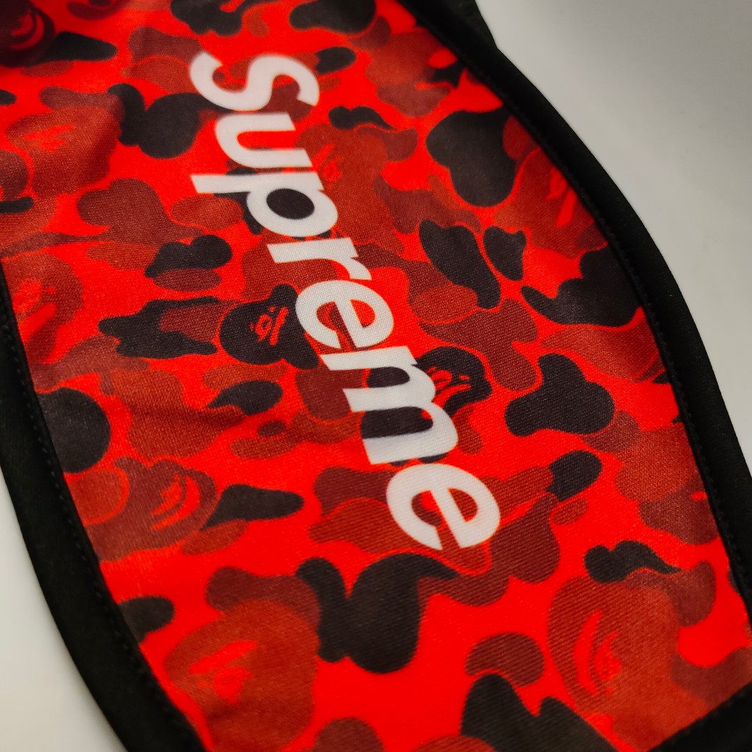 Supreme x bape a bathing ape red camo, Health & Nutrition, Face Masks ...
