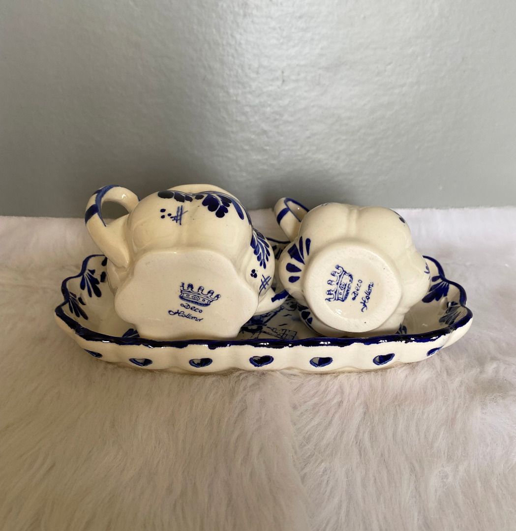 T S Holland Blue Delft Blue Painted Condiment Deco Set, Furniture ...
