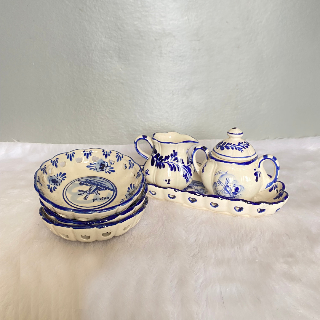 T S Holland Blue Delft Blue Painted Condiment Deco Set, Furniture ...