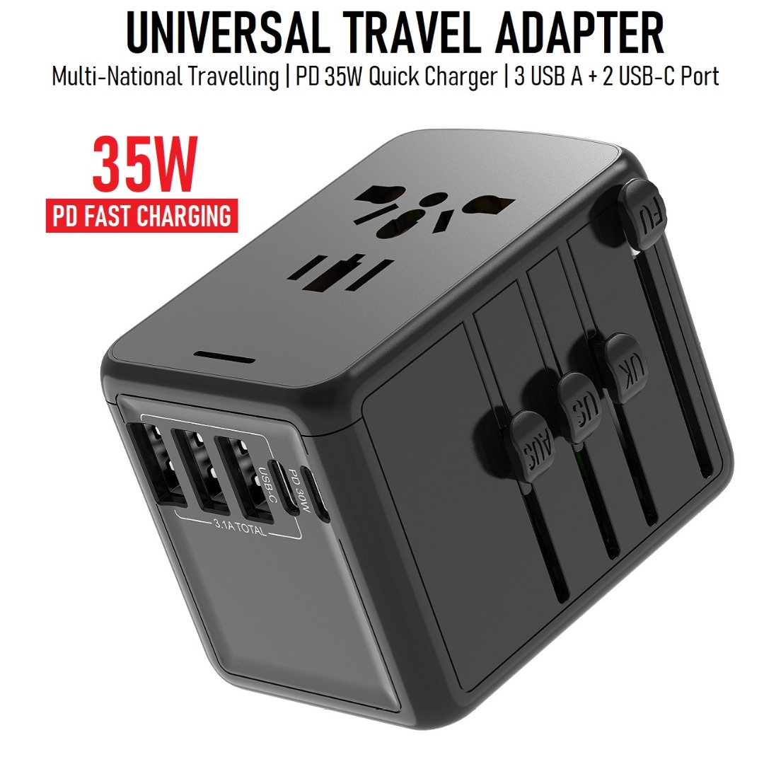 Universal Travel Adapter Multi-national travelling PD 35W Quick Charge ...