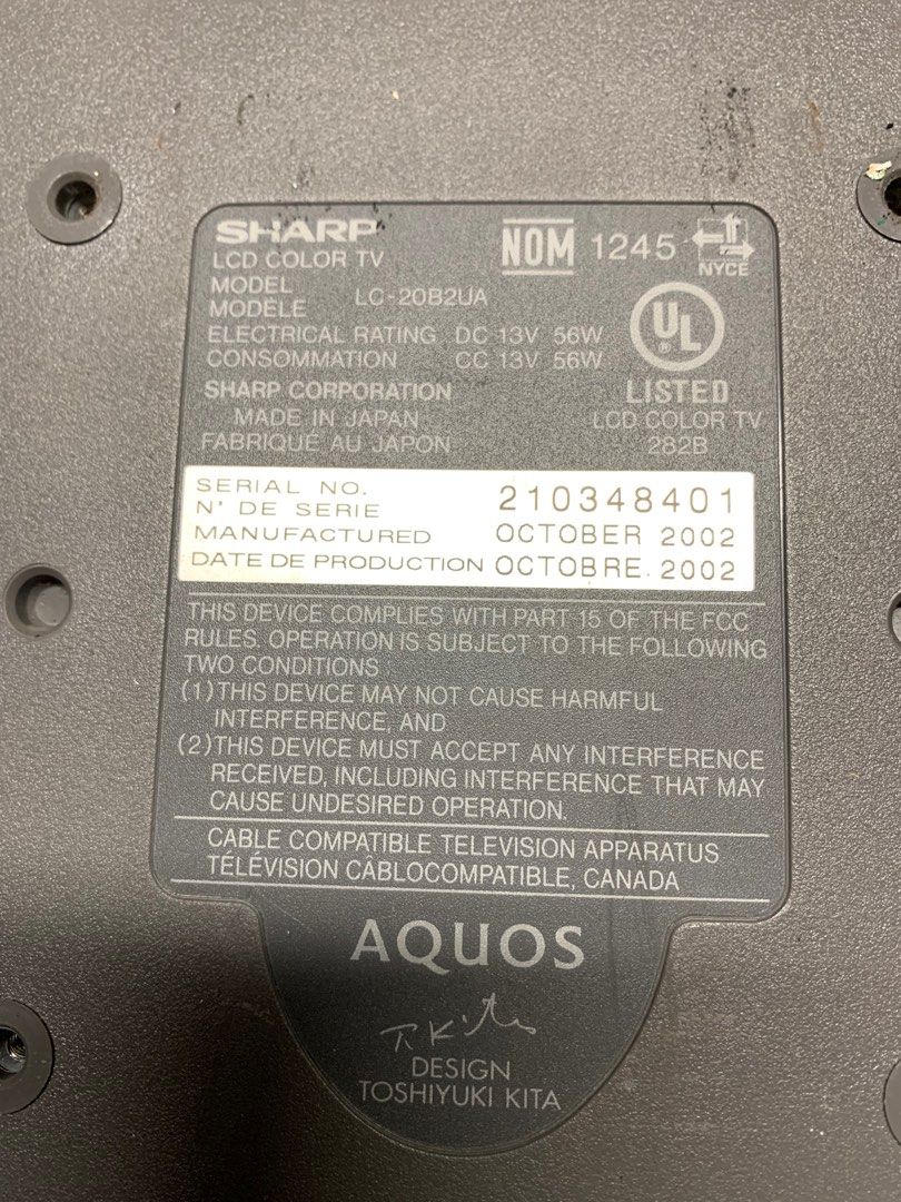 Vintage Sharp Aquos 20" LCD Color TV, TV & Home Appliances, TV ...