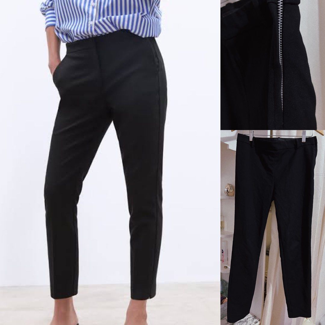 Zara Black Trouser Side Zipper, Women's Fashion, Bottoms, Other Bottoms ...