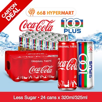 100 PLUS / Coca-Cola Coke Original (Less Sugar) 24 Cans x 320ml, Food ...
