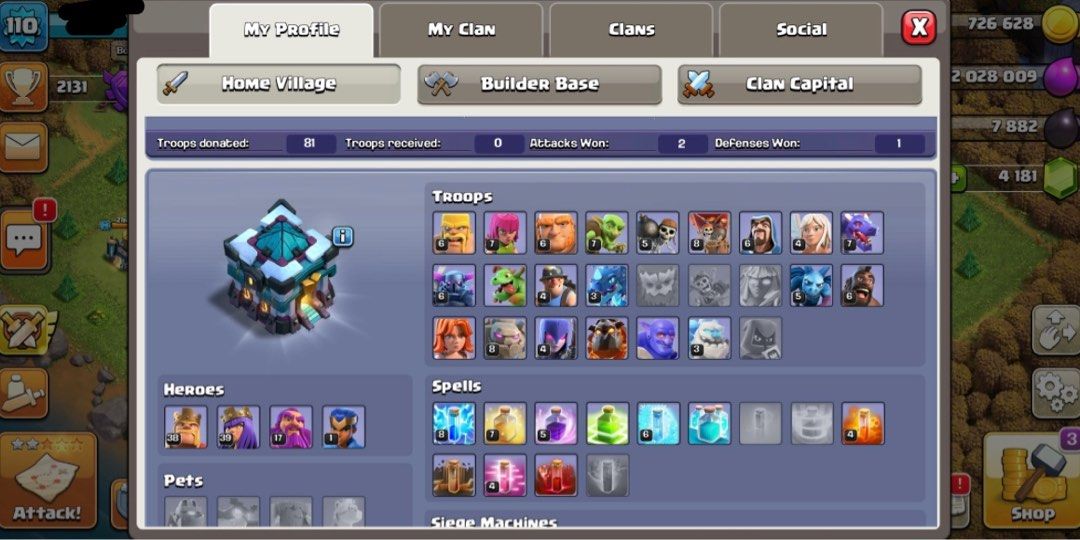 #44 Clash of Clans TH13 SEMI MAXED, Video Gaming, Video Games, Others ...