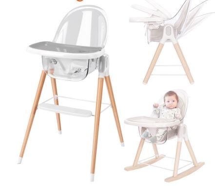 4in1 Crystal Baby High Chair, Rocking, Wooden High Chair Convertible ...
