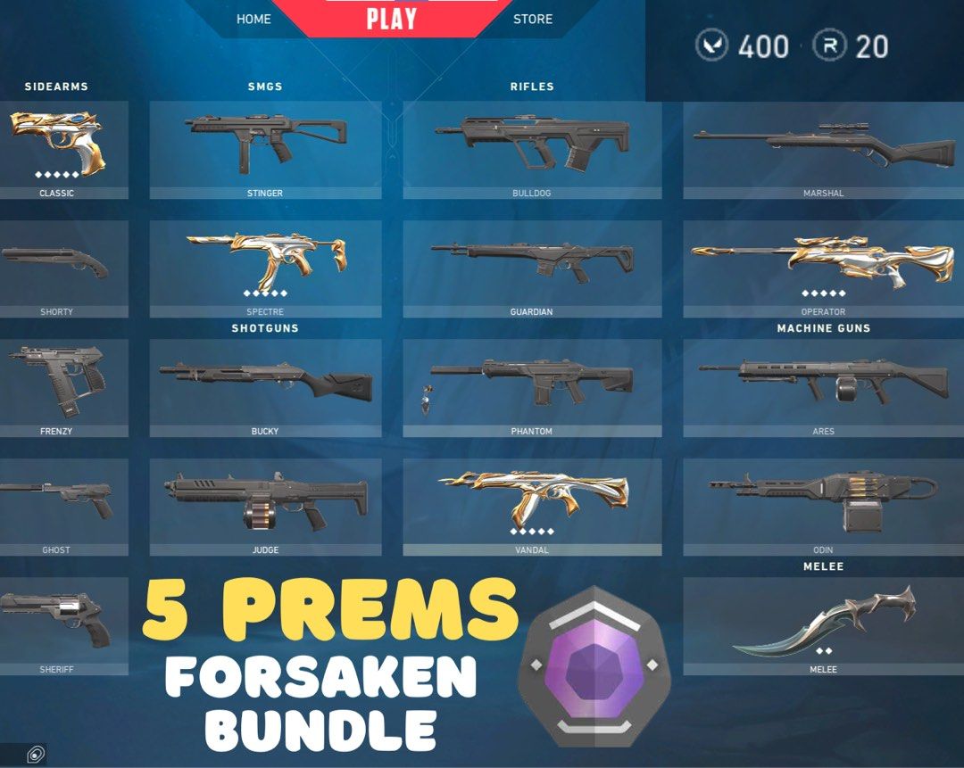 5 PREMIUMS FORSAKEN BUNDLE VALORANT ACCOUNT//CHEAP, Video Gaming, Video ...