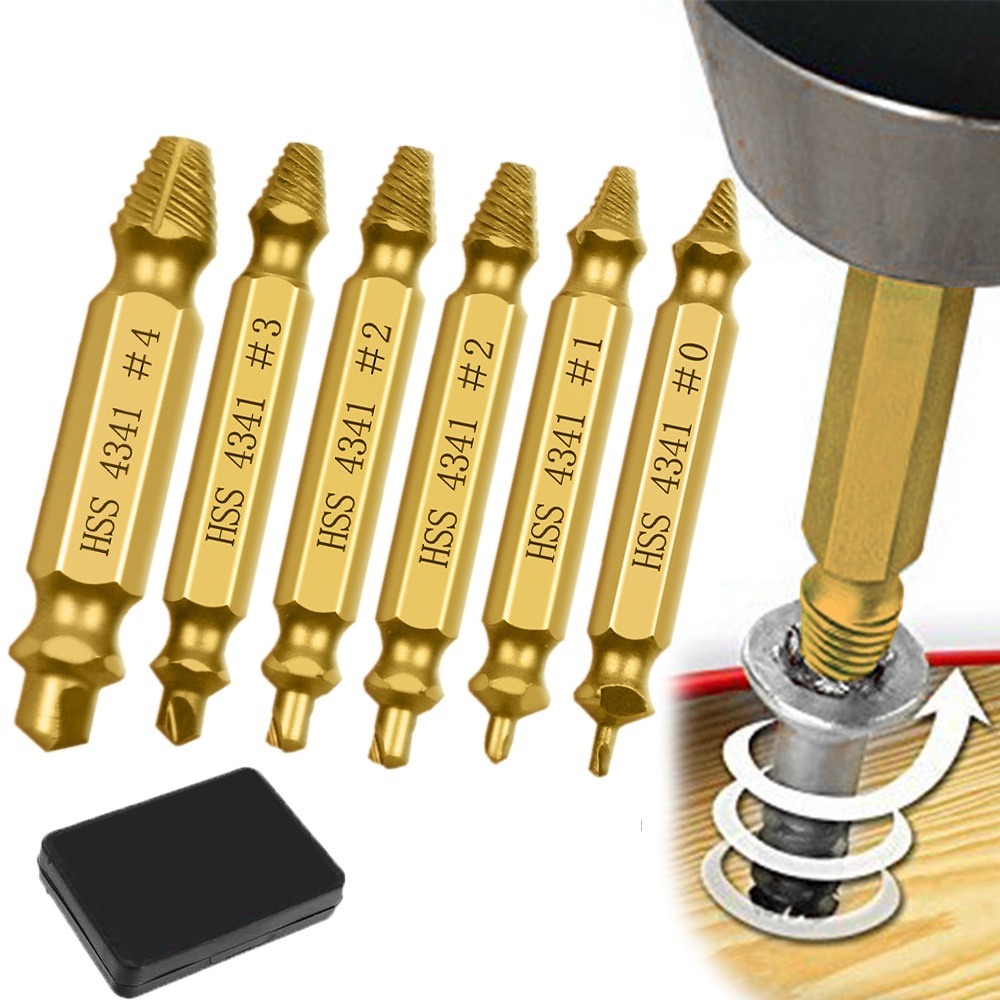 6pcs Damaged Screw Extractor Drill Bit Extractor Drill Set Broken Bolt ...