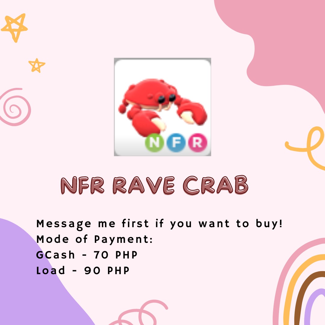 ADOPT ME NFR RAVE CRAB (NEON FLY RIDE), Video Gaming, Video Games ...