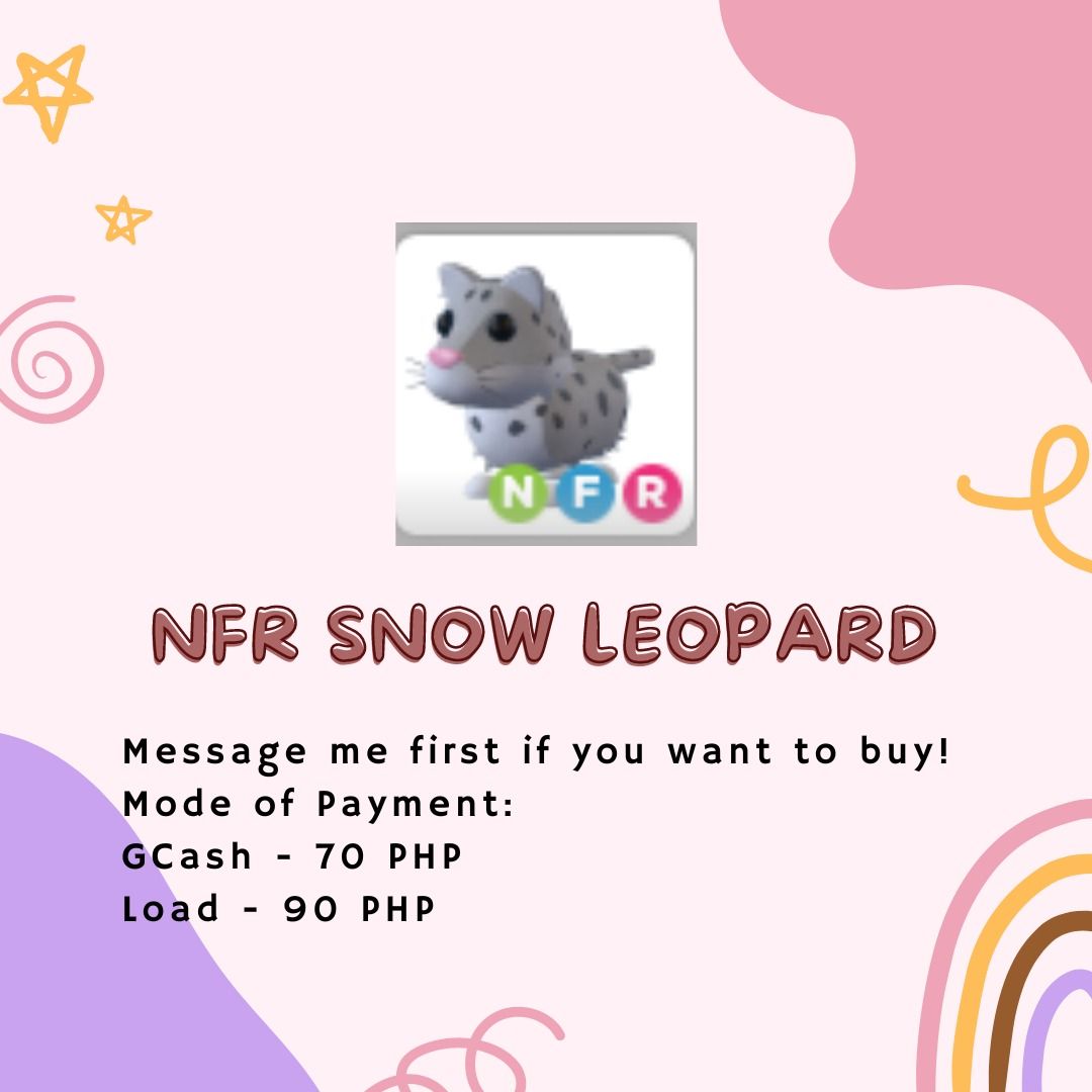 ADOPT ME NFR SNOW LEOPARD (NEON FLY RIDE), Video Gaming, Video Games ...