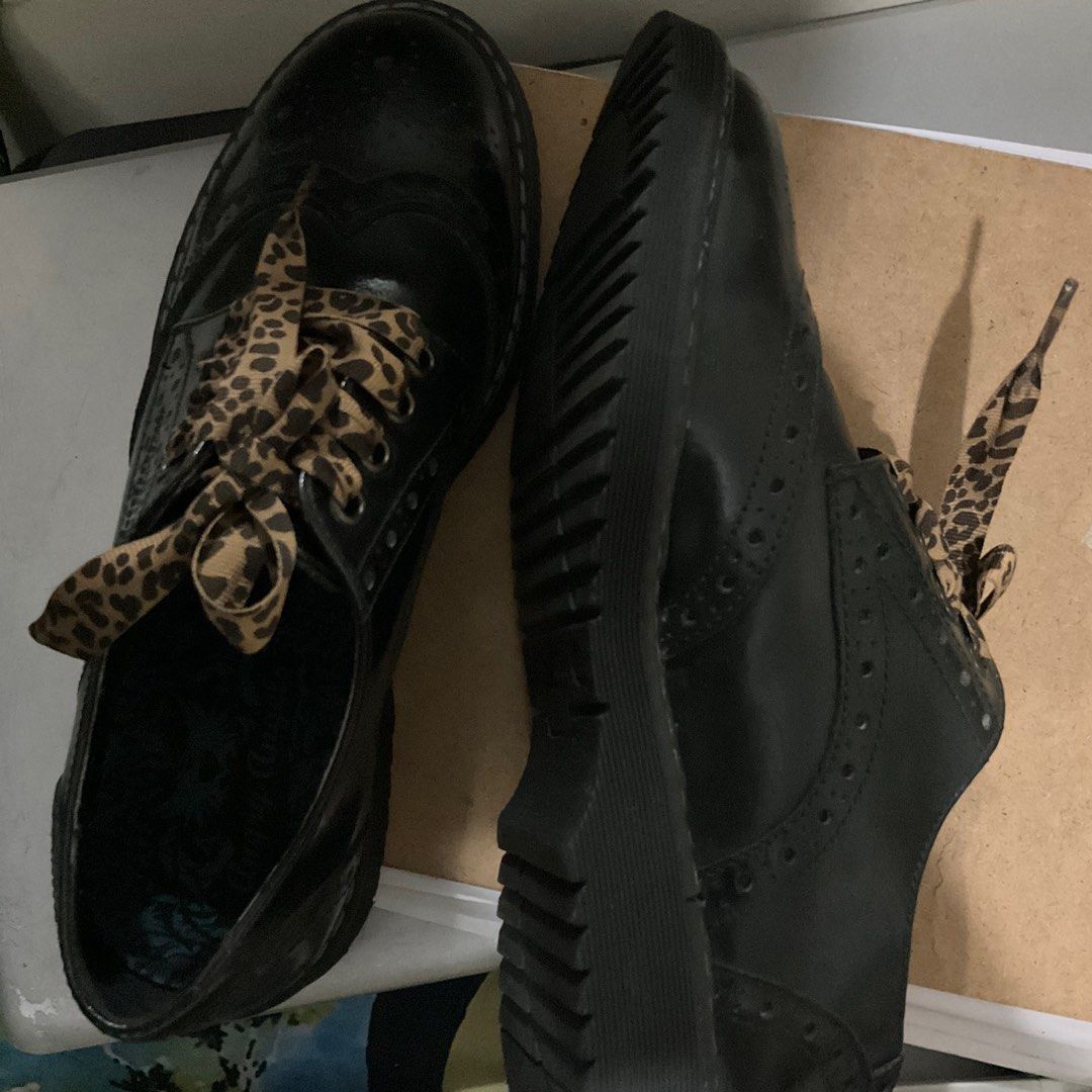 Angry angels black leopard thick lace loafer oxford shoes, Women's ...