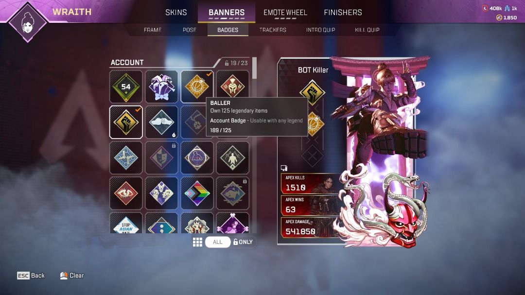 Apex legends PC account with One heirloom shards and 189 legendary ...